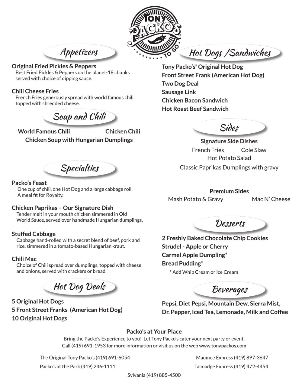 Menu - Tony Packo's